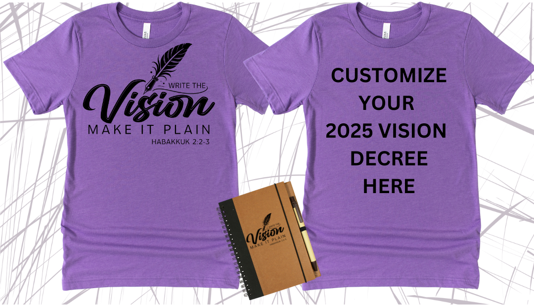 WRITE THE VISION - STARTER BUNDLE 1 (TEE_JOURNAL_PEN_TOTE) – Lyfe's Tees